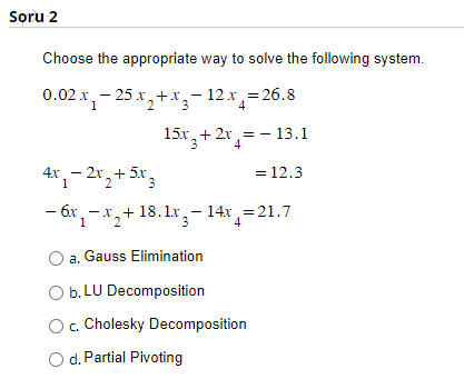 Solved Choose the appropriate way to solve the following | Chegg.com
