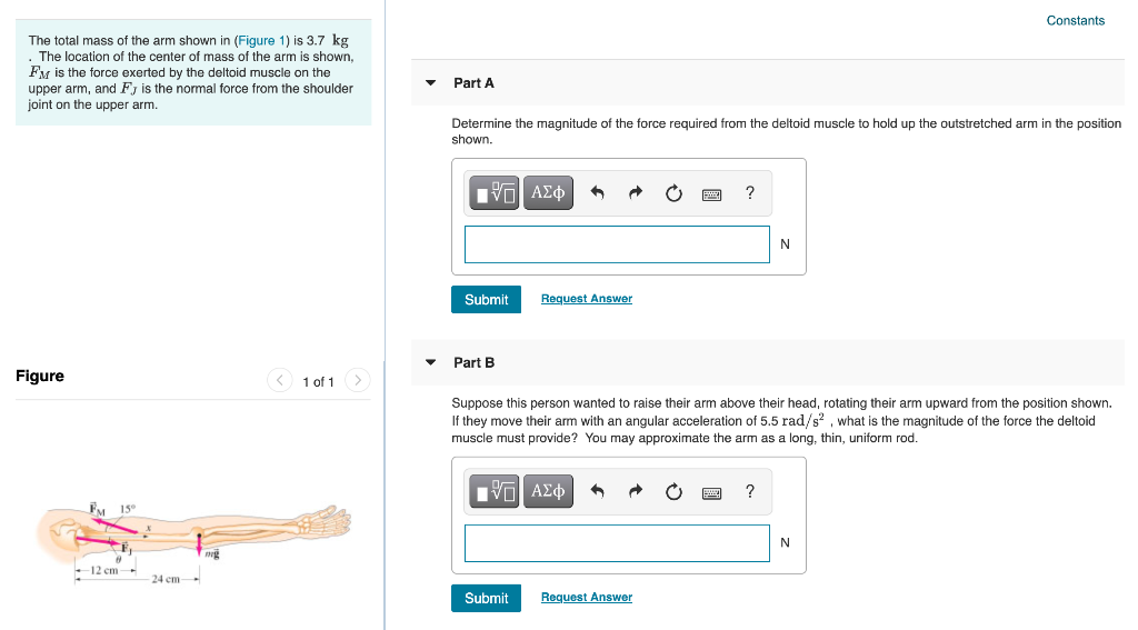 Solved Constants The total mass of the arm shown in (Figure | Chegg.com