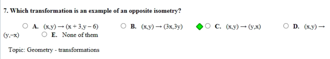 Solved 7. Which transformation is an example of an opposite | Chegg.com