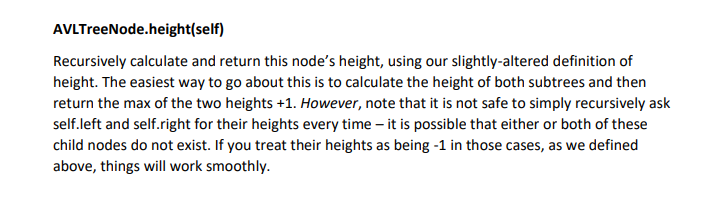 Solved AVLTreeNode.height(self) Recursively calculate and | Chegg.com