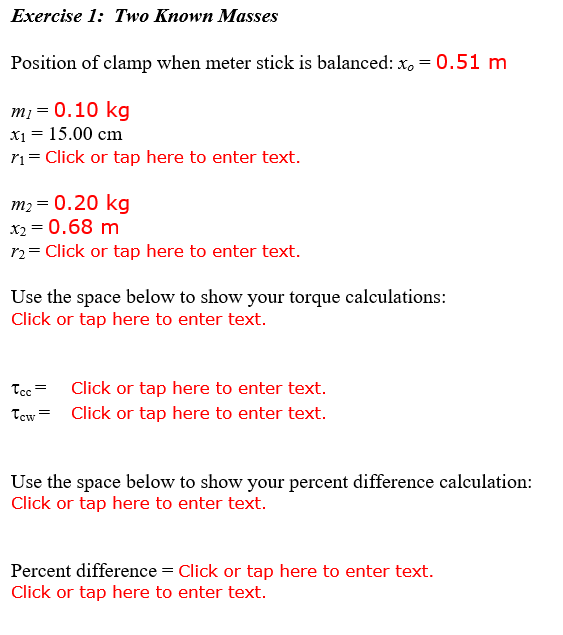 Solved Exercise 1: Two Known Masses 1) With a knife-edge | Chegg.com