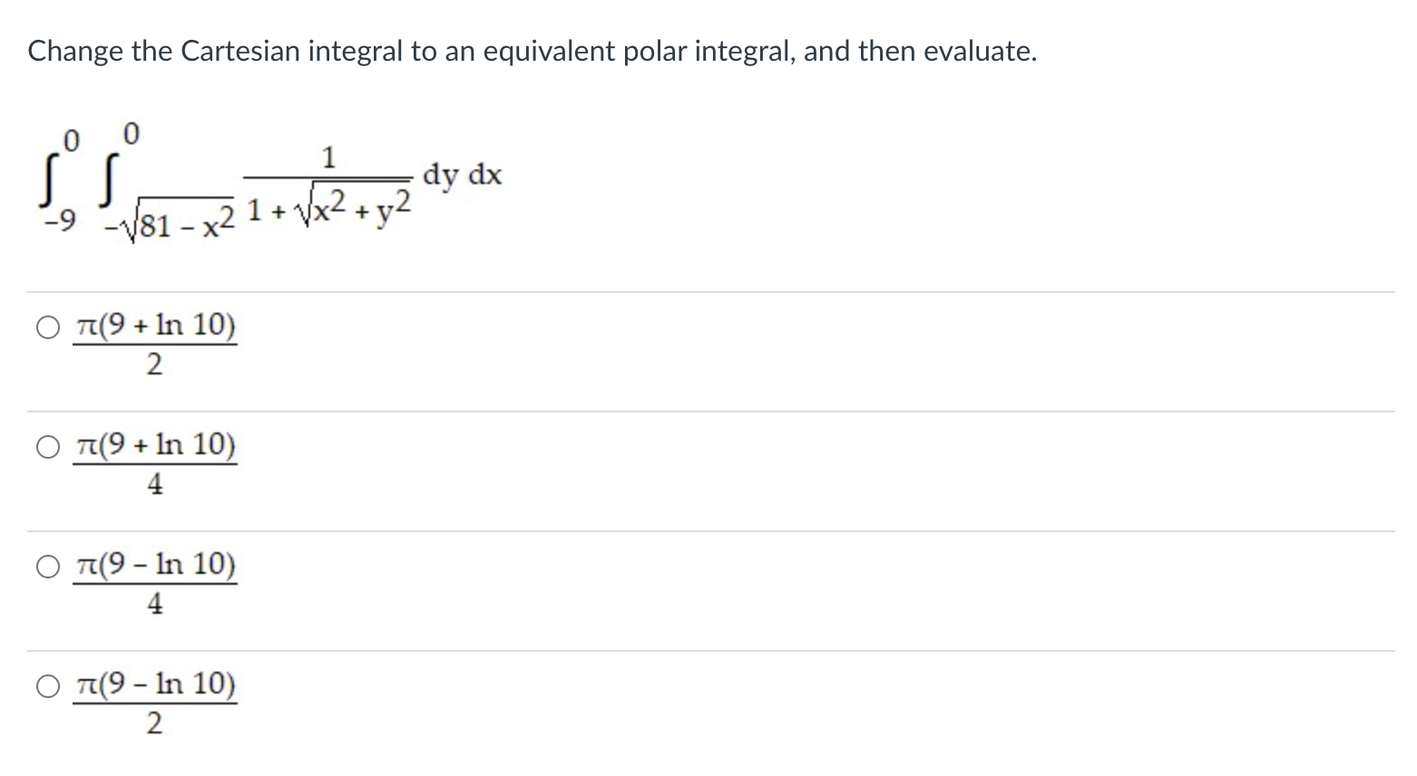 Solved Change the Cartesian integral to an equivalent polar | Chegg.com