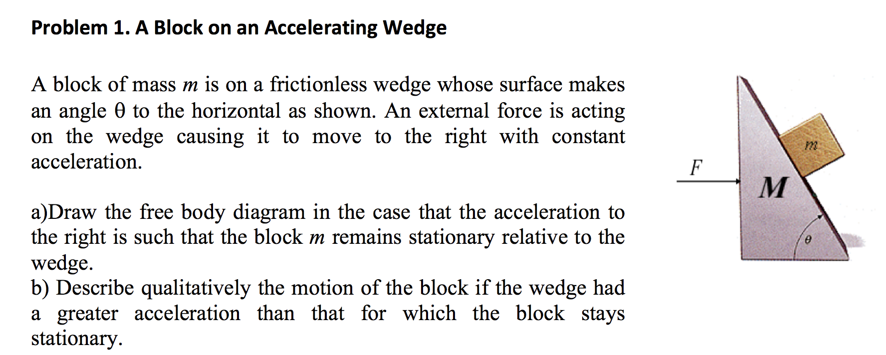 Solved Problem 1. A Block on an Accelerating Wedge A block | Chegg.com