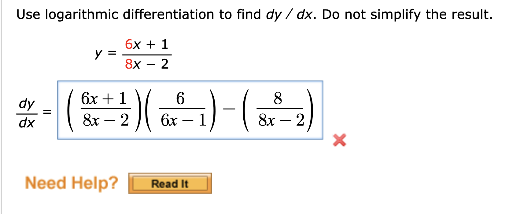 Solved Use logarithmic differentiation to find dy / dx. Do | Chegg.com