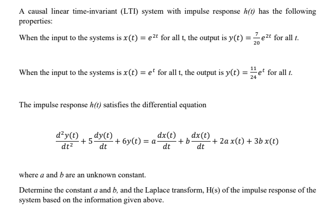 Solved A causal linear time-invariant (LTI) system with | Chegg.com