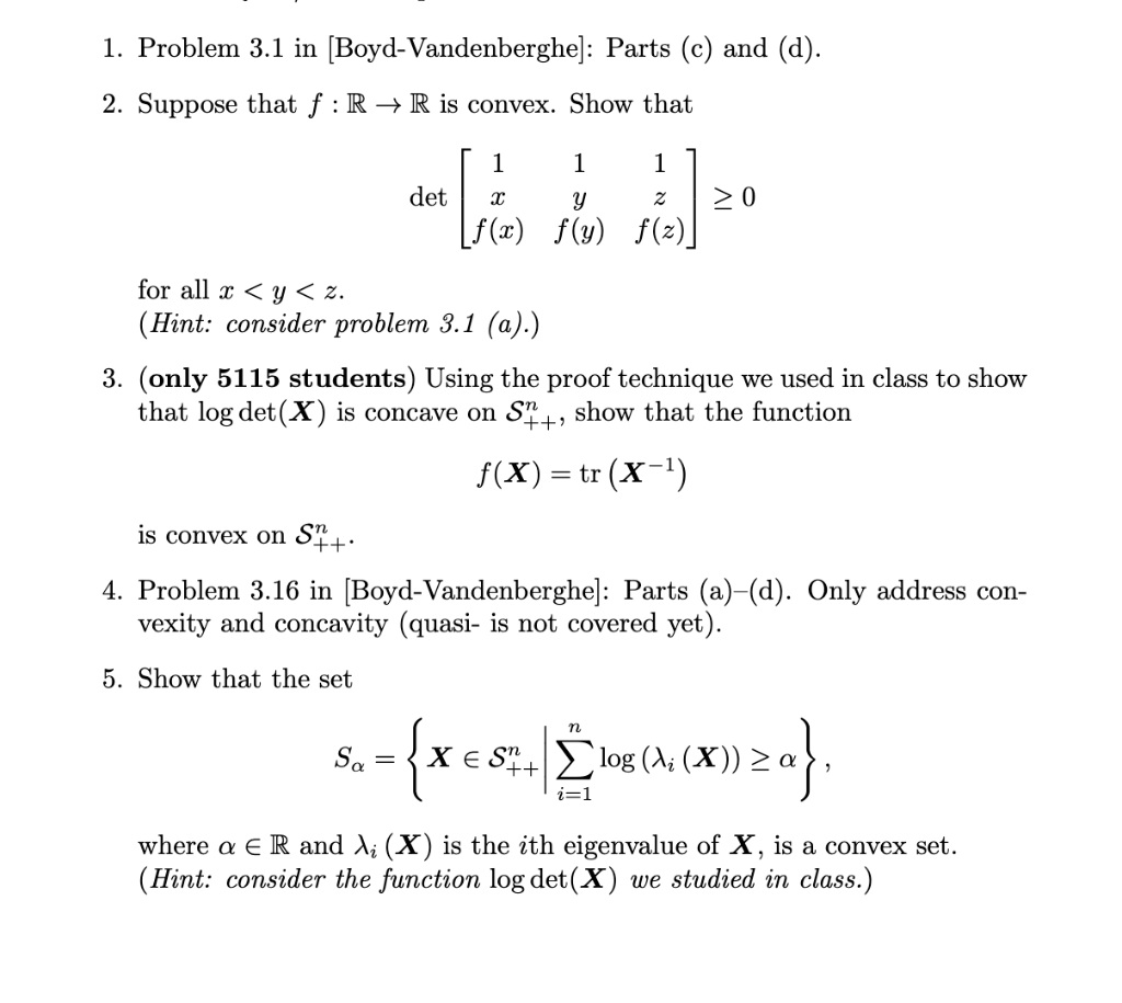 1. Problem 3.1 in [Boyd-Vandenberghe]: Parts (c) and | Chegg.com