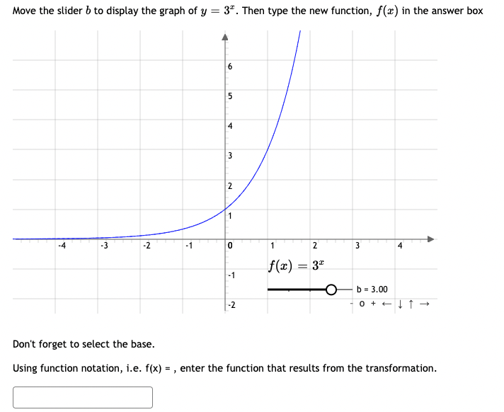 Solved Move the slider b to display the graph of y=3x. Then | Chegg.com