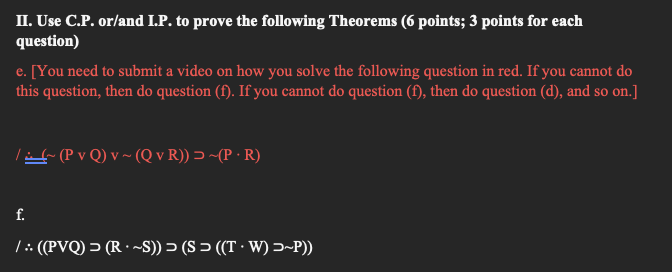 Solved II. ﻿Use C.P. ﻿or/and I.P. ﻿to prove the following | Chegg.com