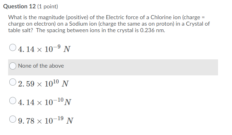 Solved Question 12 (1 point) What is the magnitude | Chegg.com