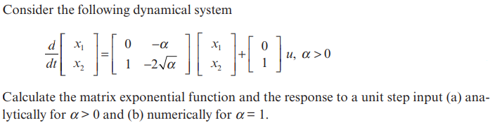 Solved Consider the following dynamical system | Chegg.com