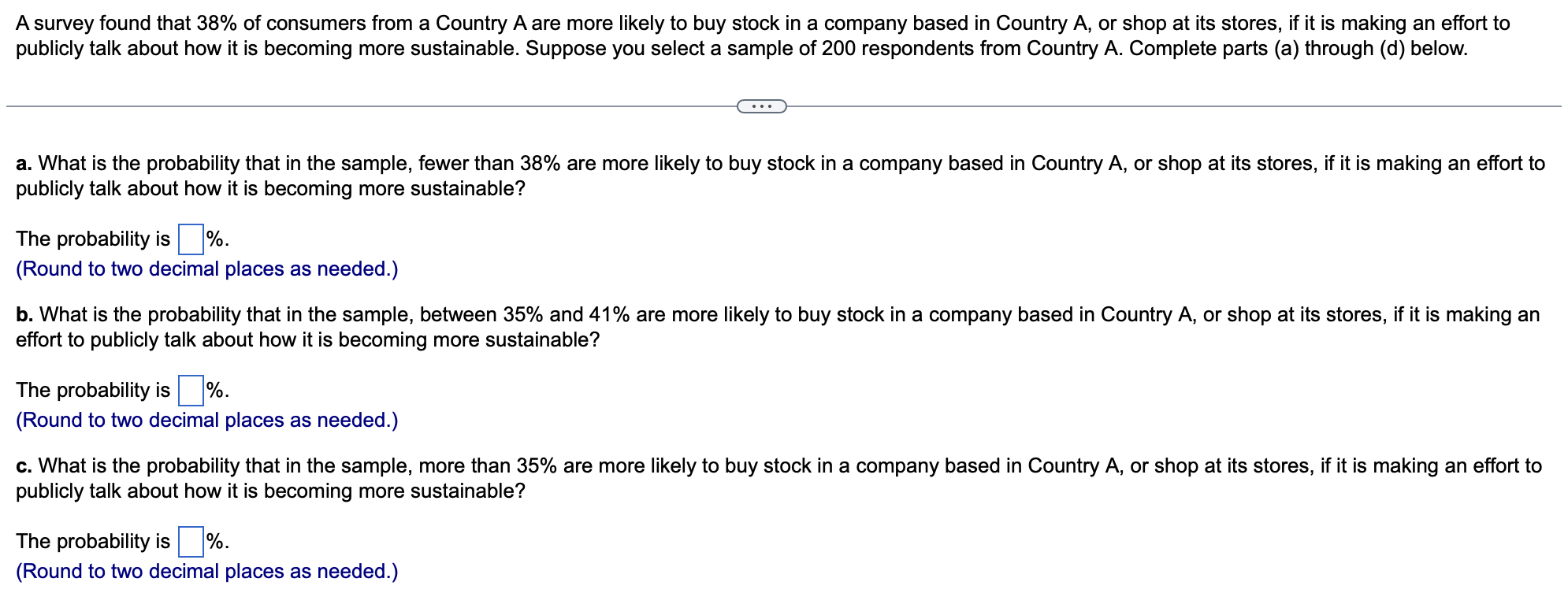Solved A survey found that 38% of consumers from a Country A | Chegg.com