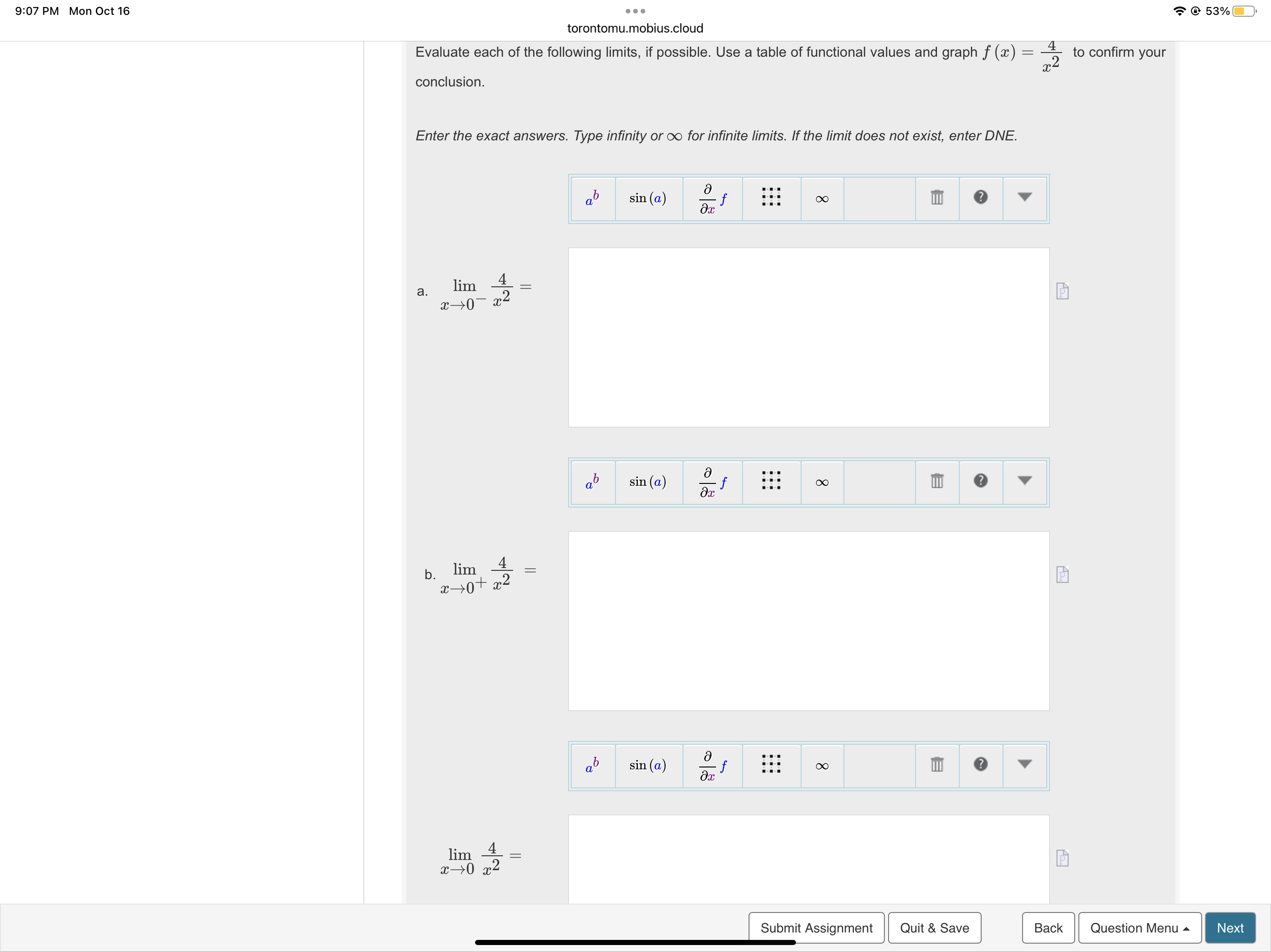 Solved Evaluate Each Of The Following Limits If Possible 