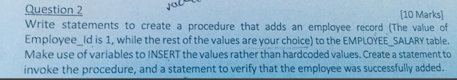 Solved Question 2 [10 Marks] Write statements to create a | Chegg.com