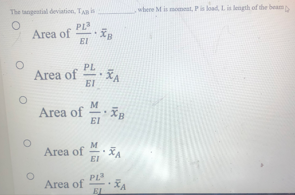 Solved The tangential deviation, Tal is where M is moment, P | Chegg.com