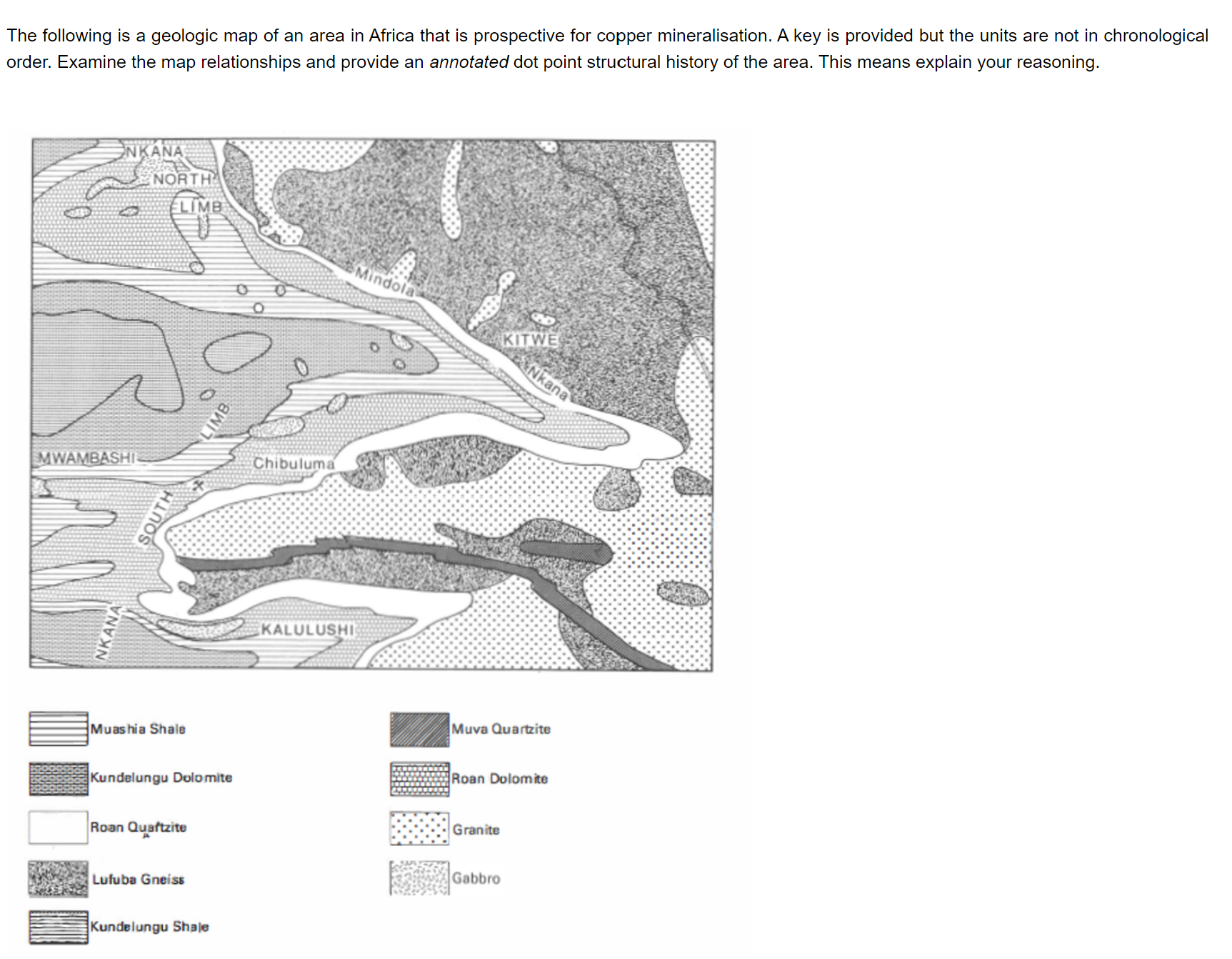 Solved The following is a geologic map of an area in Africa | Chegg.com