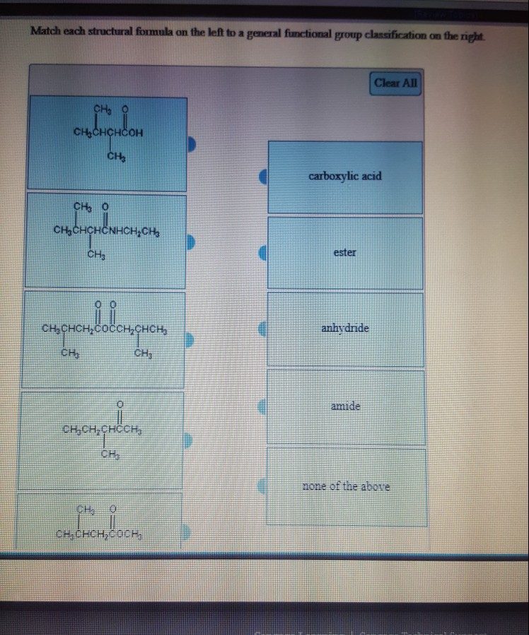 Solved [Review Topics Match each structural formula on the | Chegg.com