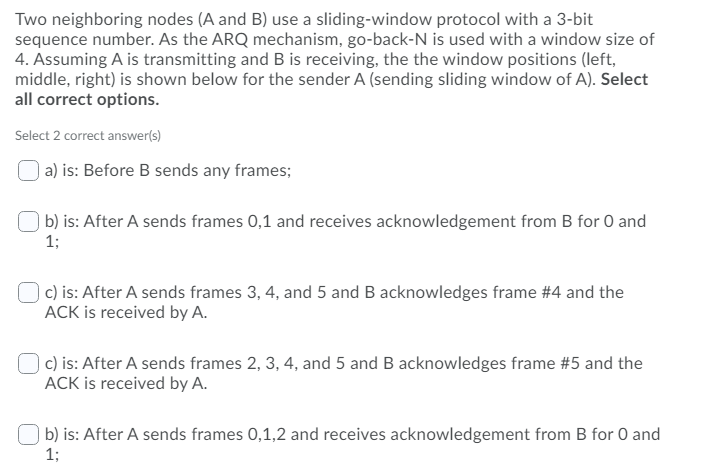 Solved Two Neighboring Nodes A And B Use A Sliding Window 