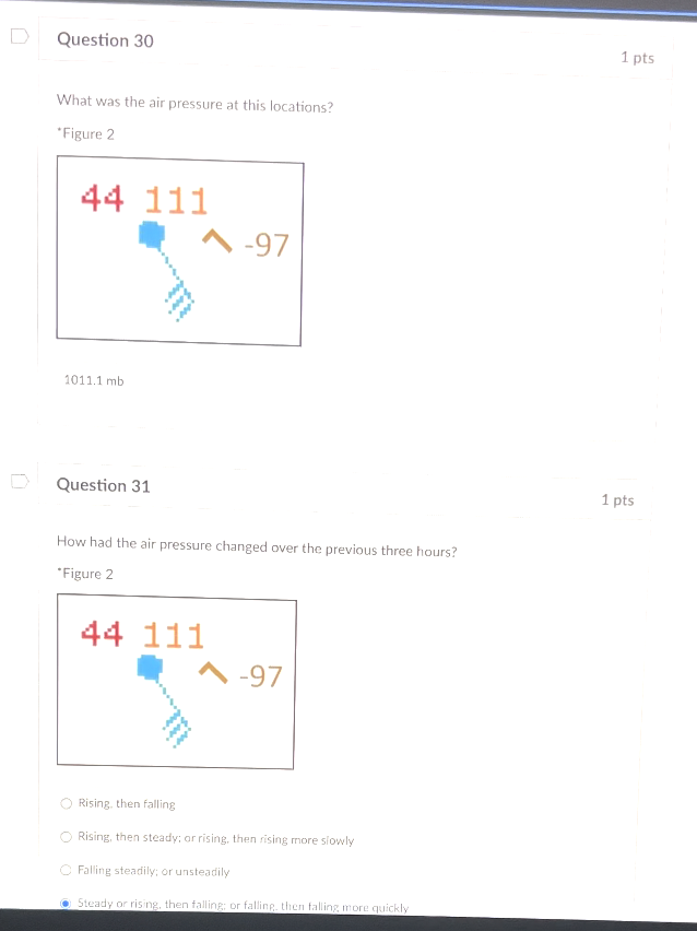 Solved Question 30 ﻿Rising, then fallingRising, then steady; | Chegg.com