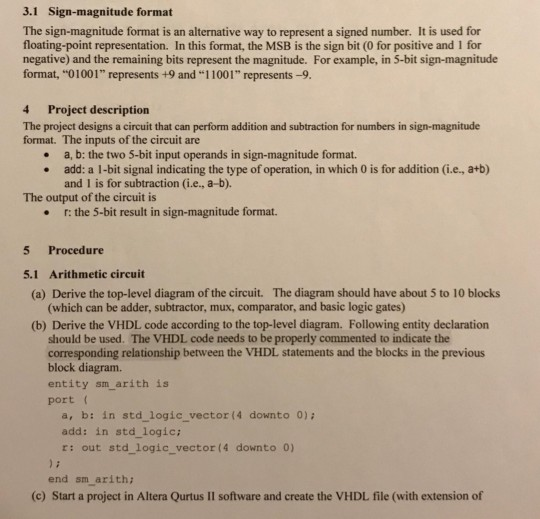 3.1 Sign-magnitude format The sign-magnitude format | Chegg.com