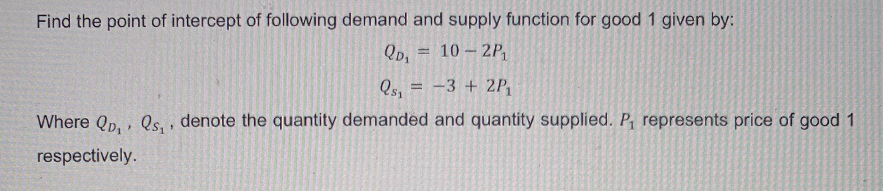 Solved TOPIC : Linear Equation Applied to Supply and Demand | Chegg.com