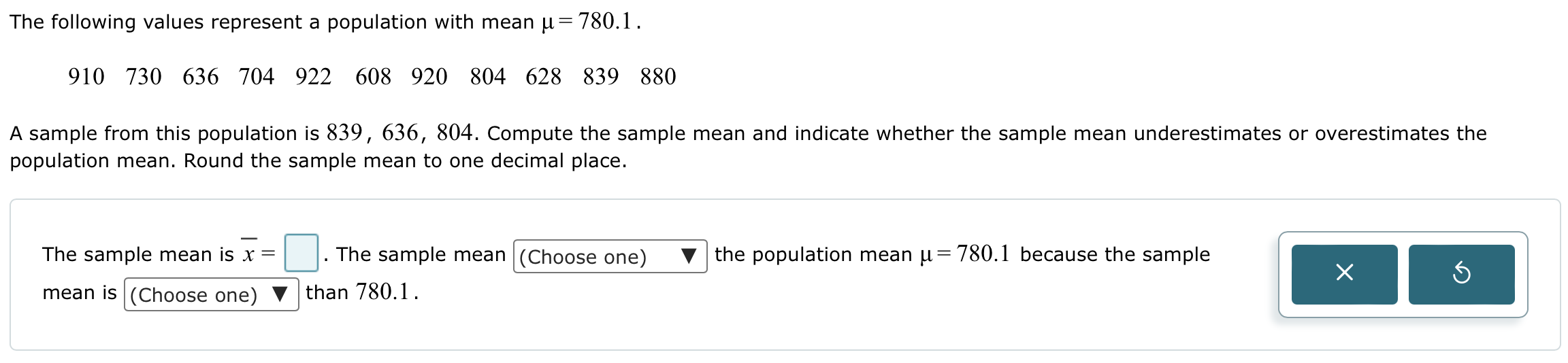 Solved The following values represent a population with mean | Chegg.com