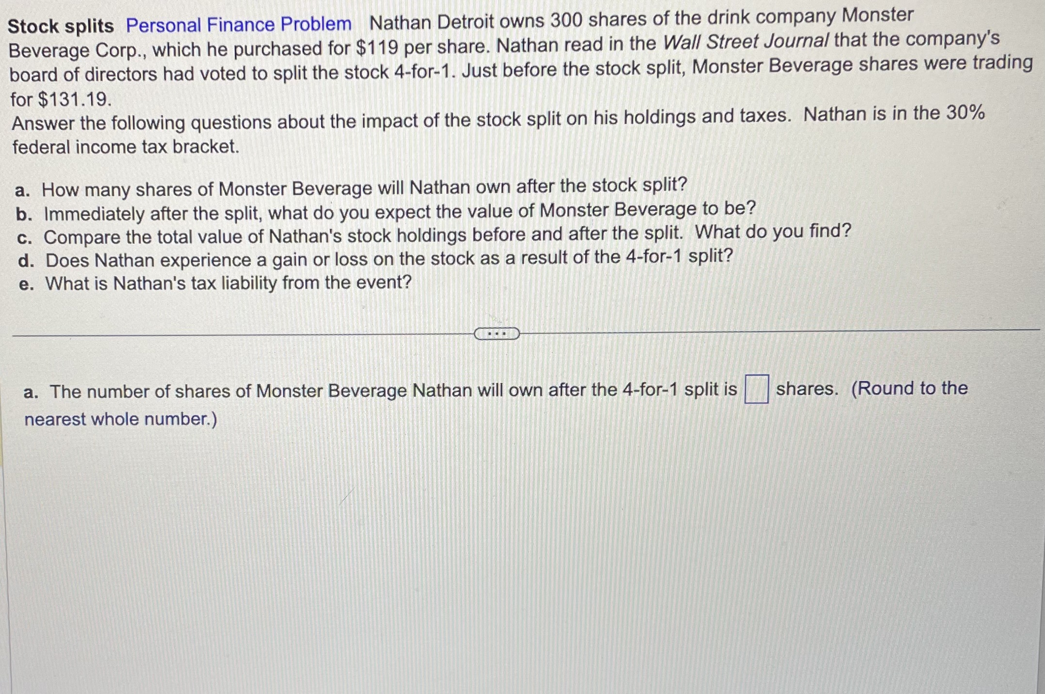Solved Stock splits Personal Finance Problem Nathan Detroit | Chegg.com