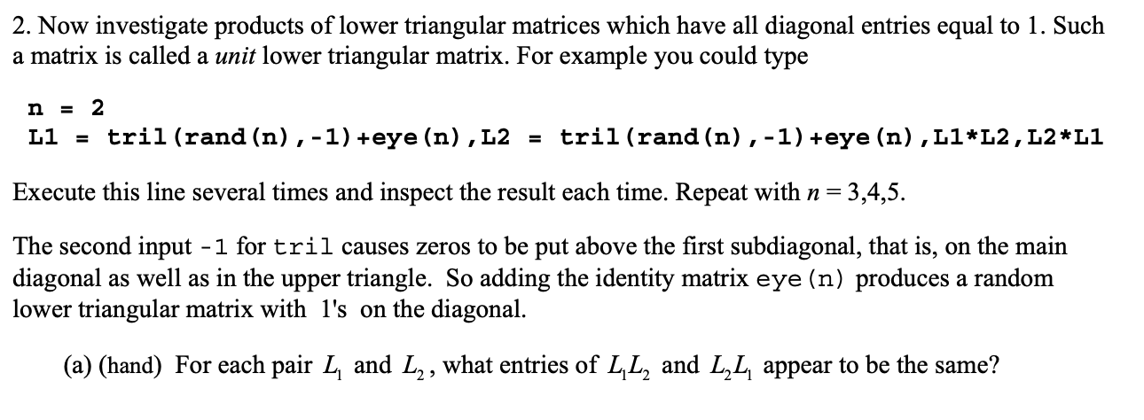 linear algebra, using Matlab | Chegg.com