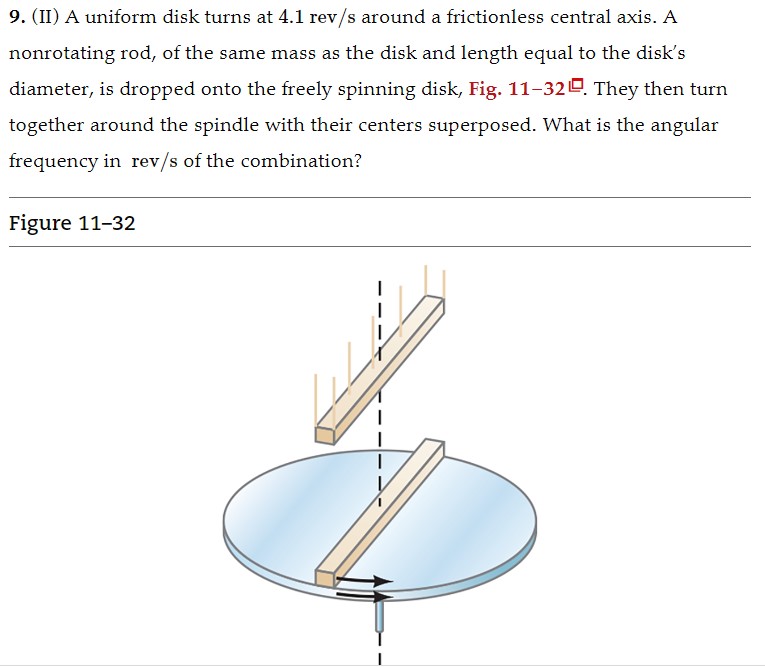 Solved 9. (II) A uniform disk turns at 4.1rev/s around a | Chegg.com