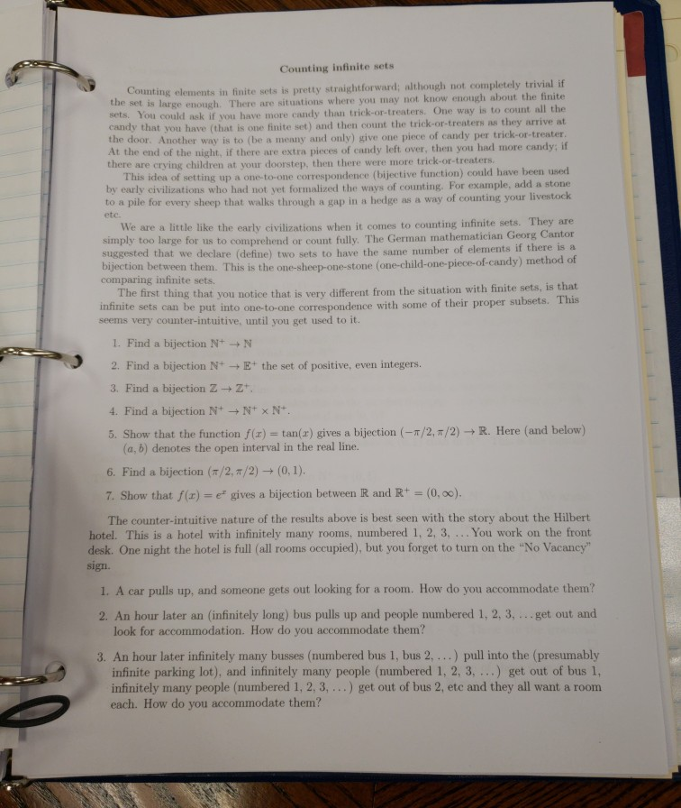 Solved Counting infinite sets nting elements in finite sets | Chegg.com