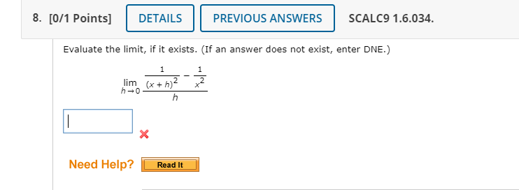 Solved 8. [0/1 Points] DETAILS PREVIOUS ANSWERS SCALC9 | Chegg.com