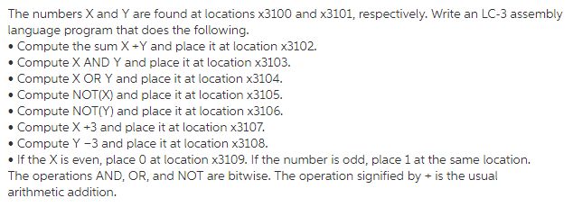 The numbers X and Y are found at locations x3100 and | Chegg.com