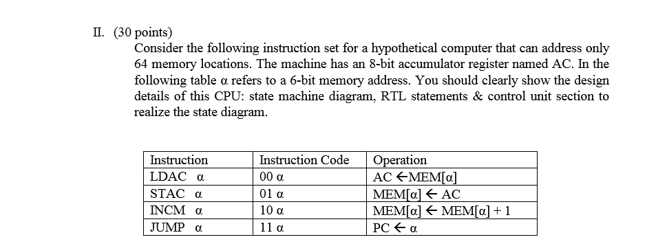 Instruction set for a Relatively Simple CPU | Chegg.com