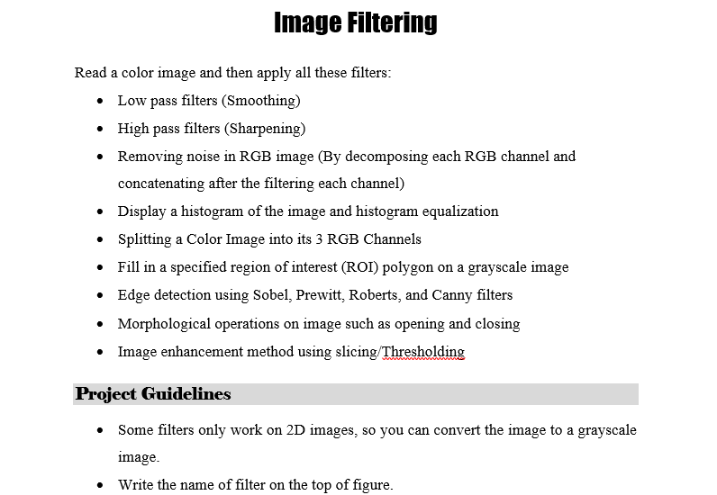 Solved Read a color image and then apply all these filters: | Chegg.com