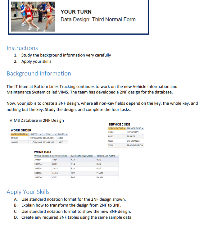 Solved YOUR TURN Data Design: Third Normal Form Instructions | Chegg.com