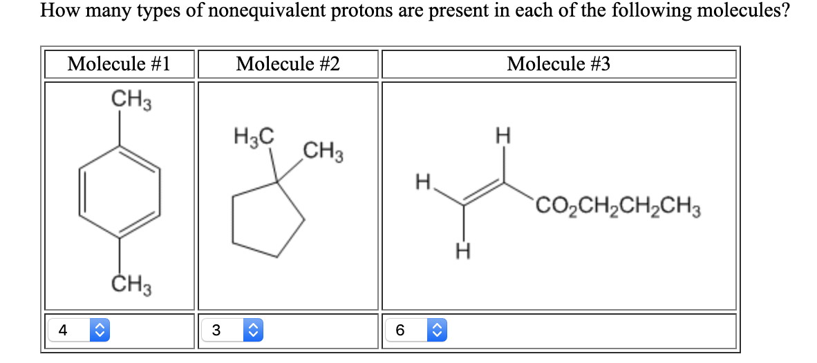 Solved How many types of nonequivalent protons are present | Chegg.com