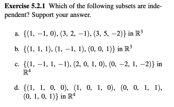 Solved Exercise 521 Which Of The Following Subsets Are 