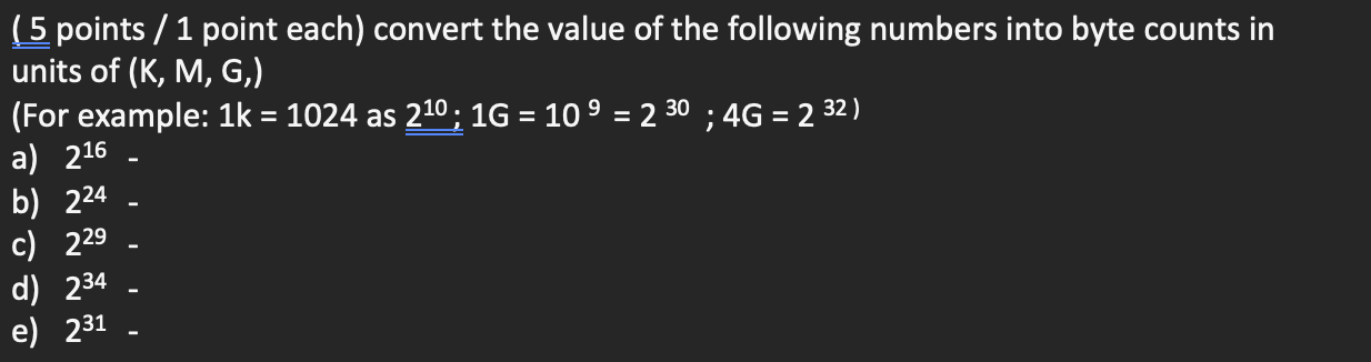 Solved (5 points / 1 point each) convert the value of the | Chegg.com
