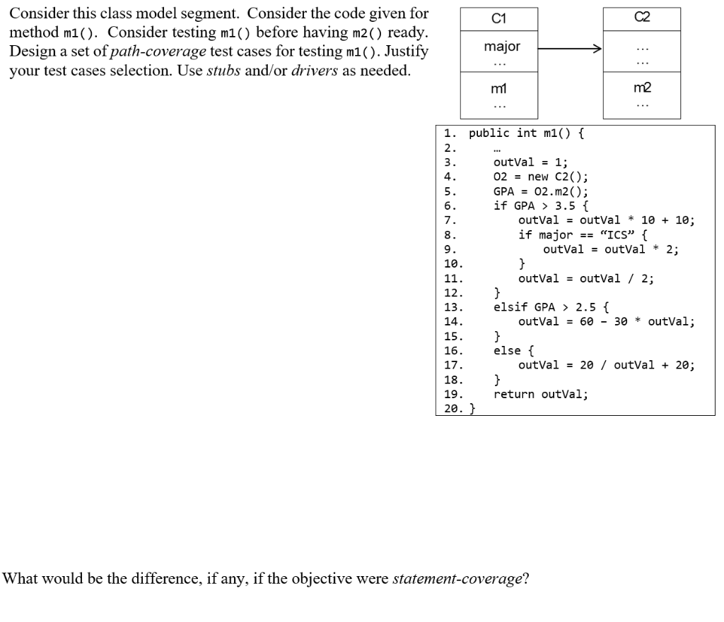 Solved C1 C2 Consider this class model segment. Consider the | Chegg.com