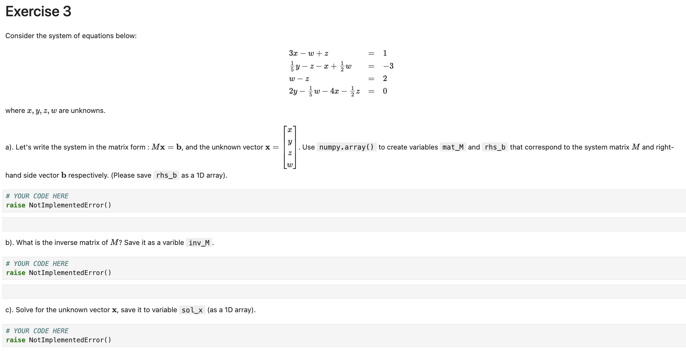 Solved Consider the system of equations below: | Chegg.com