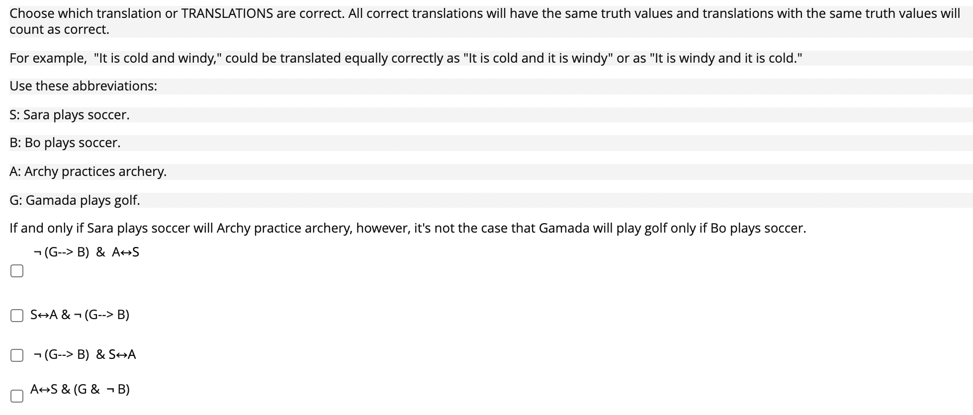 Solved Choose which translation or TRANSLATIONS are correct. | Chegg.com