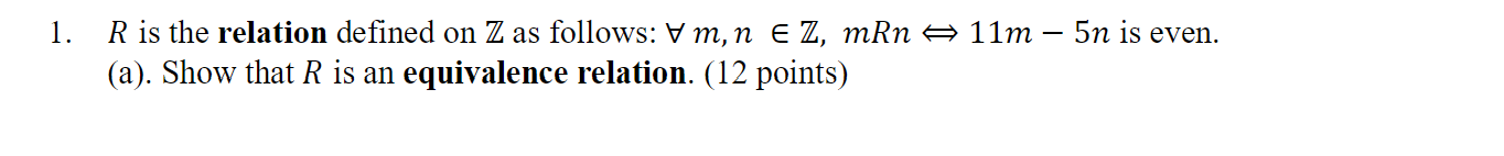 Solved 1. R is the relation defined on Z as follows: | Chegg.com