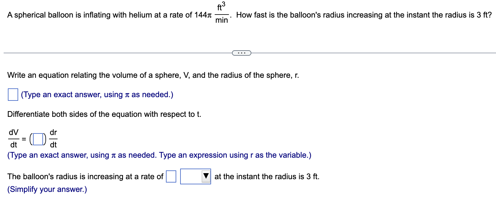 Solved A spherical balloon is inflating with helium at a | Chegg.com