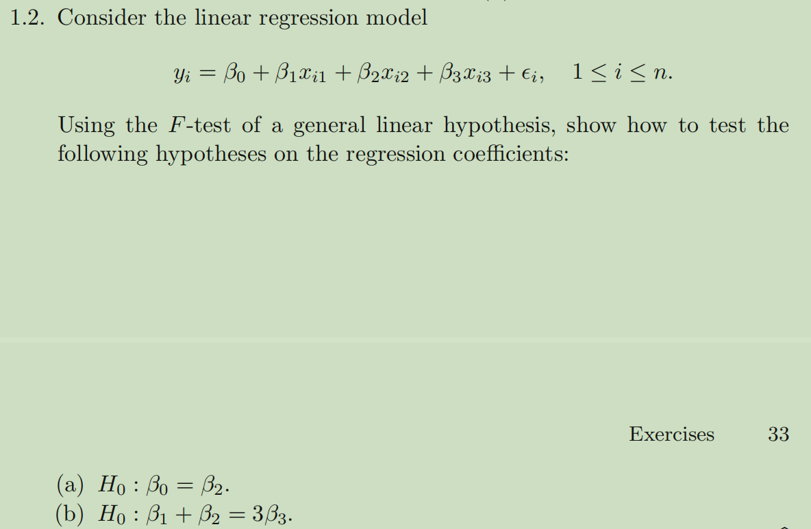 Solved 1.2. Consider the linear regression model Yi = Bo + | Chegg.com