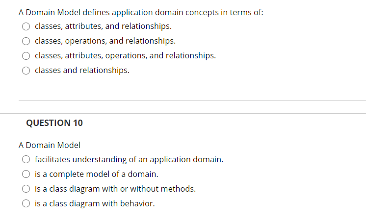 Solved A Domain Model defines application domain concepts in | Chegg.com