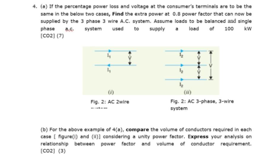 Solved 4. (a) If the percentage power loss and voltage at | Chegg.com