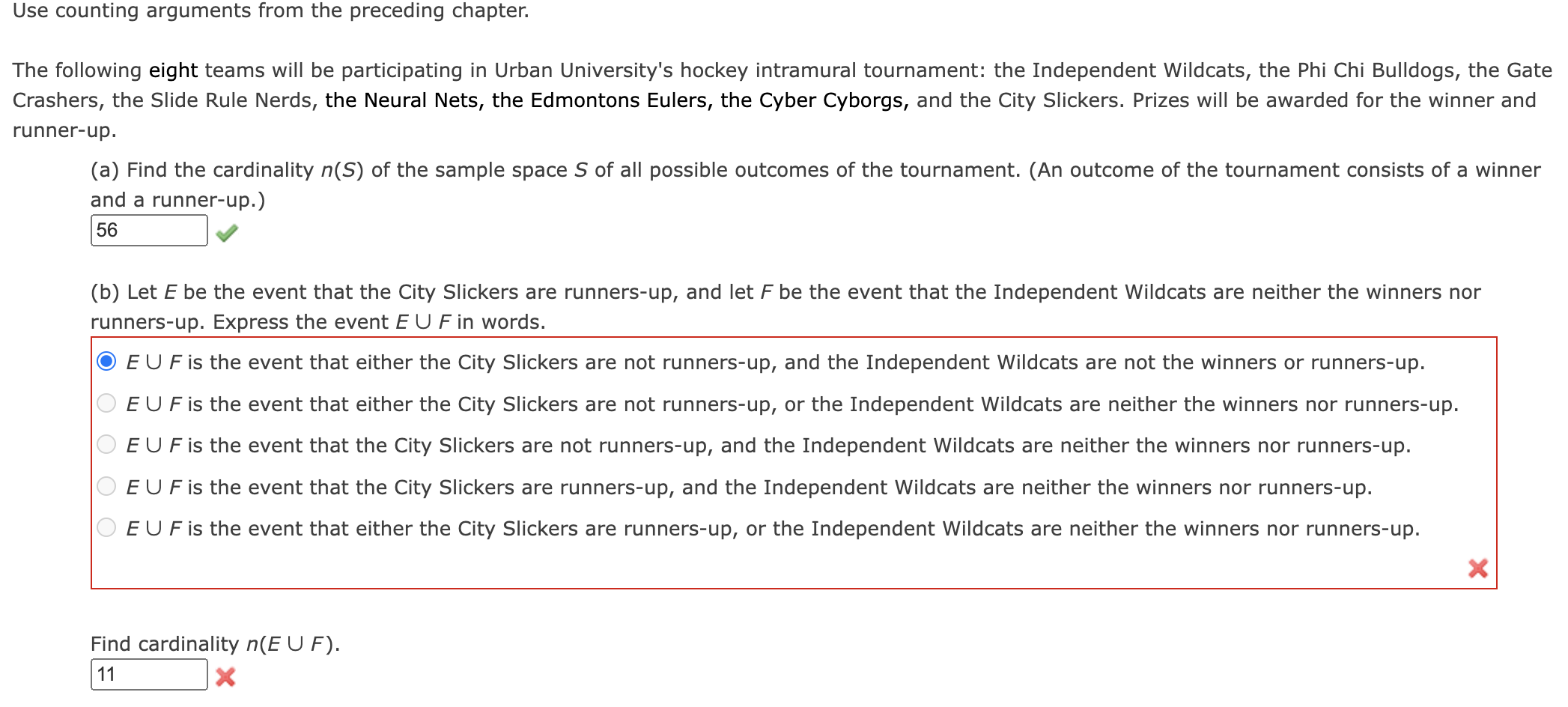 Solved he following eight teams will be participating in | Chegg.com