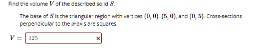 Solved Find the volume V ﻿of the described solid S.The base | Chegg.com