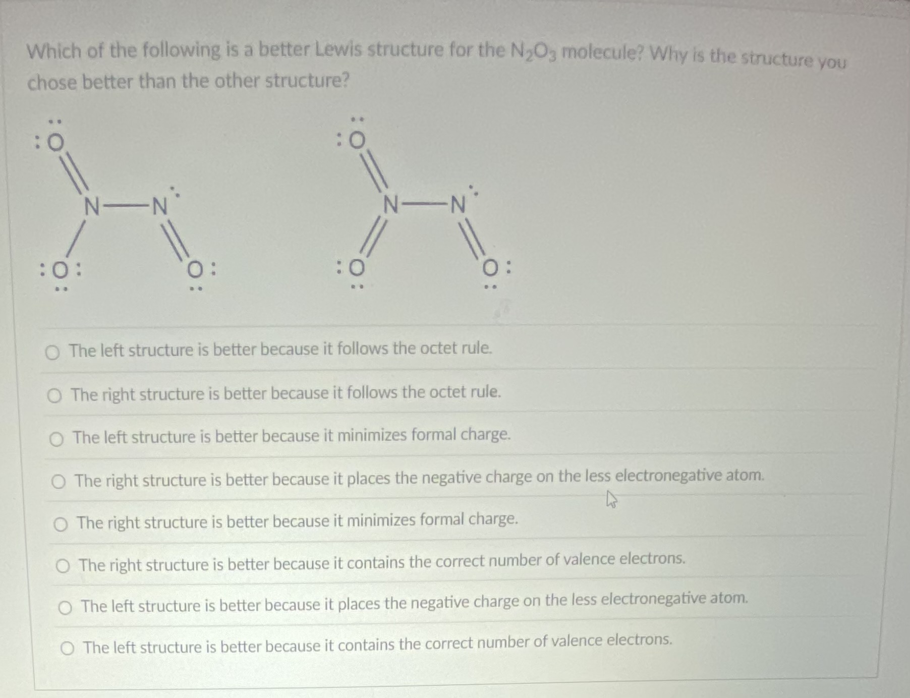 Solved Which of the following is a better Lewis structure | Chegg.com
