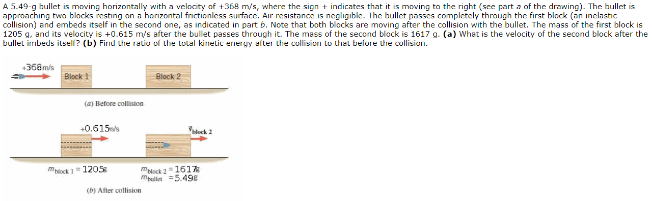 Solved A 5.49-g bullet is moving horizontally with a | Chegg.com