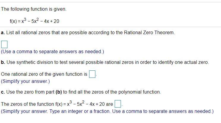 Solved The following function is given. f(x) = x3 - 5x2 - 4x | Chegg.com